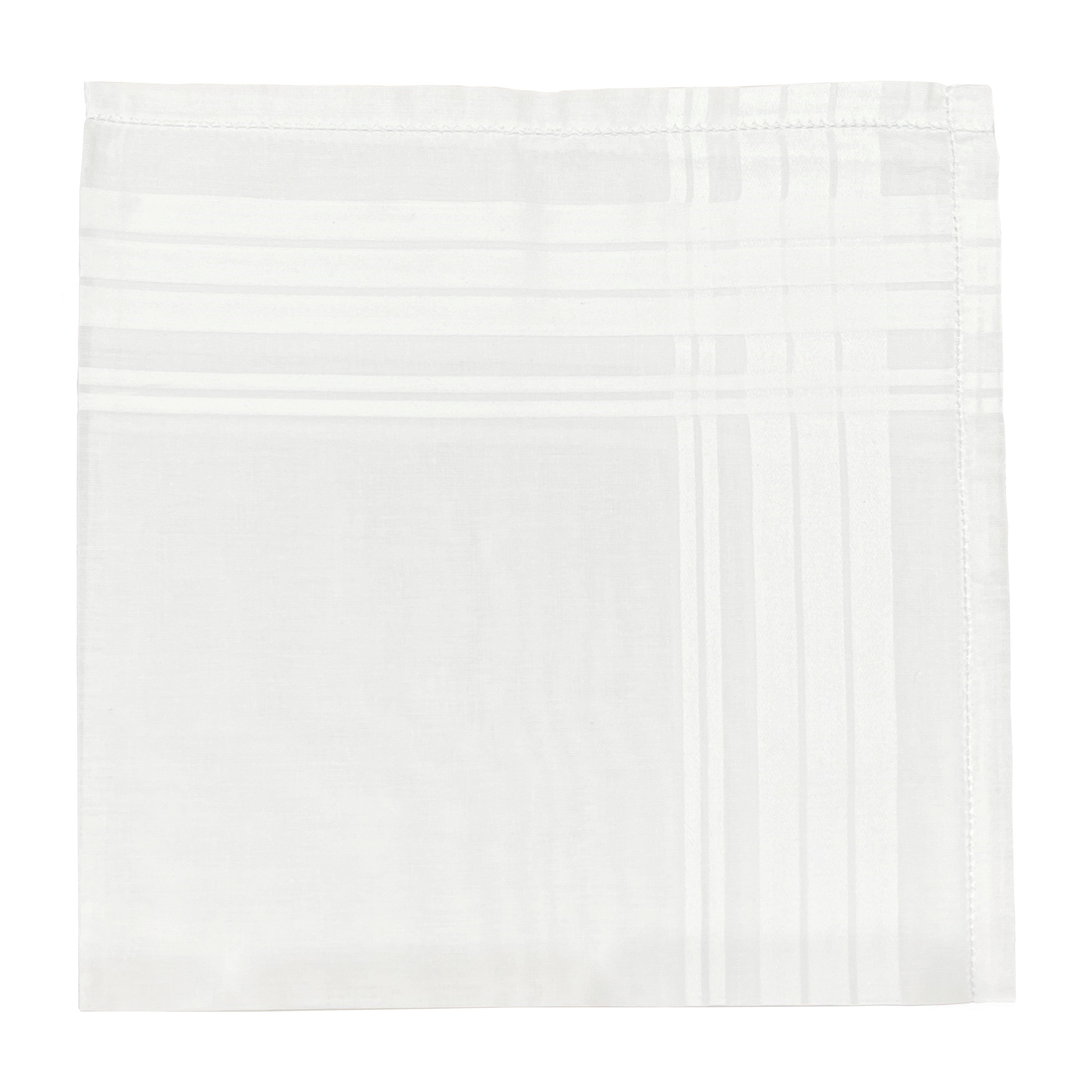 Large Hemstitch Satin Border Handkerchief in White – Budd London
