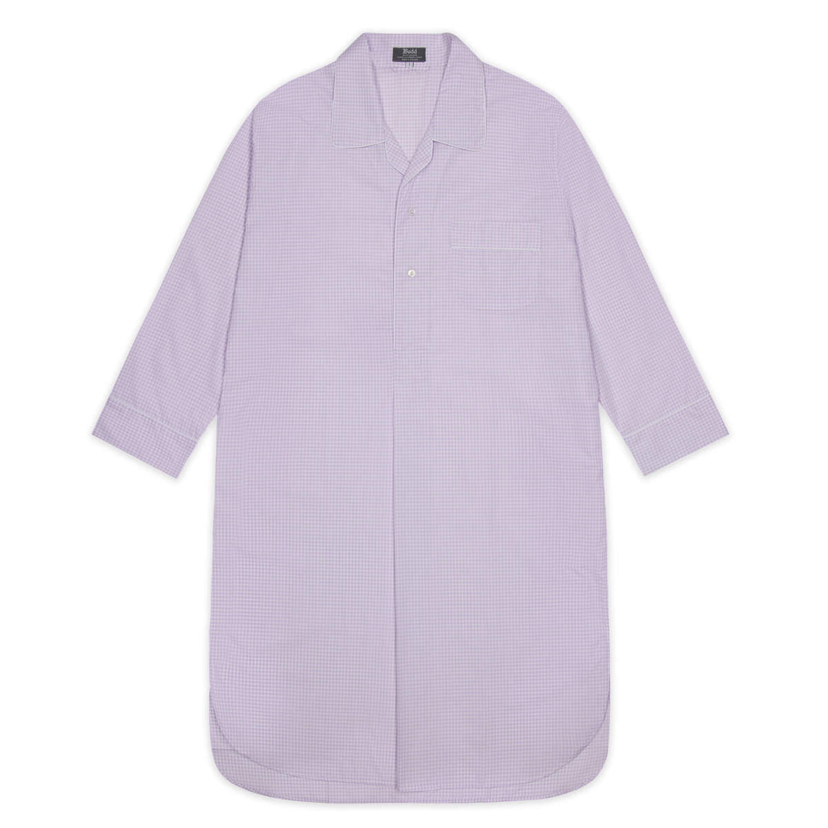 Grid Check Cotton Nightshirt in Lilac and White | Budd Shirts – Budd London