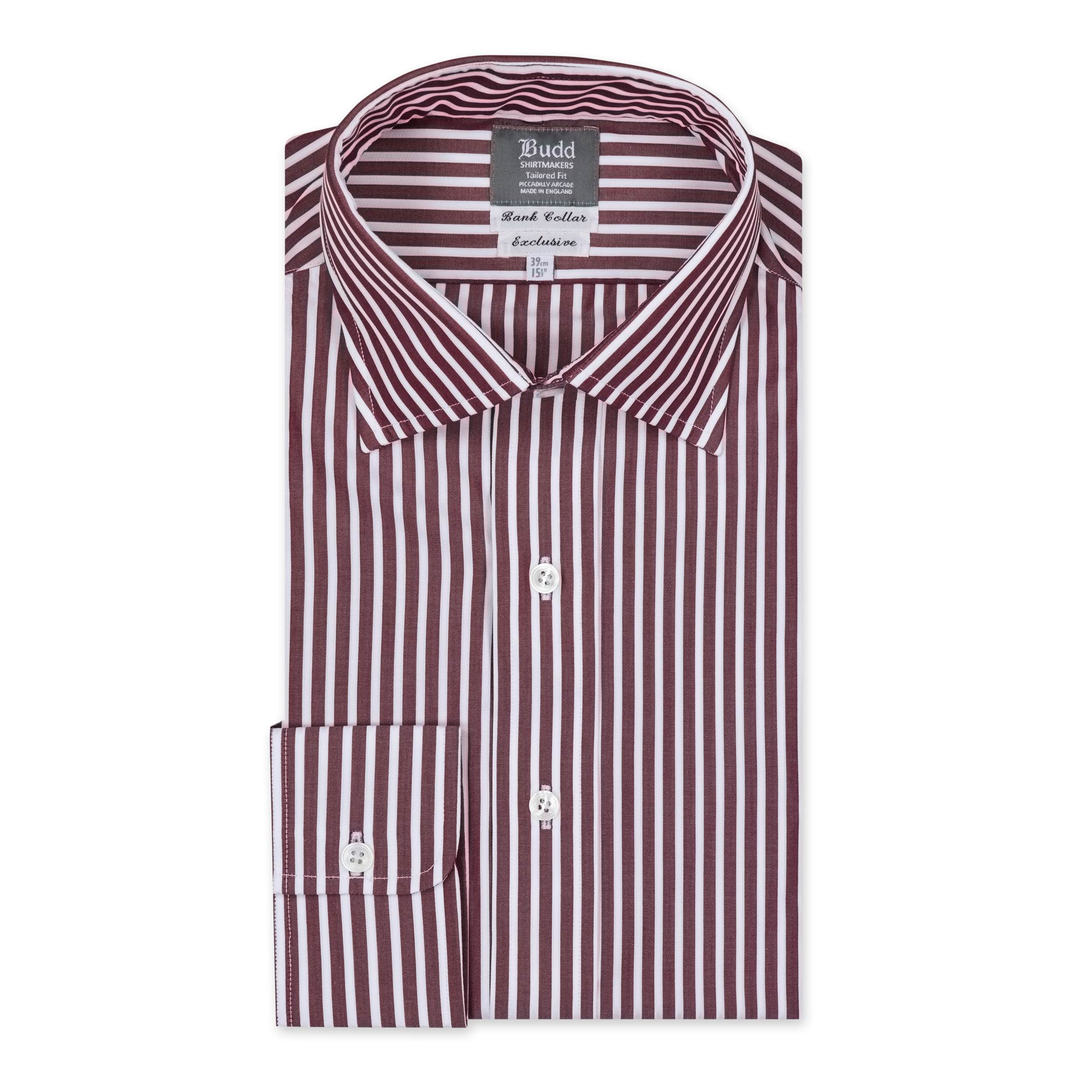 Exclusive Budd Stripe Tailored Fit Shirt in Burgundy – Budd Shirtmakers Ltd