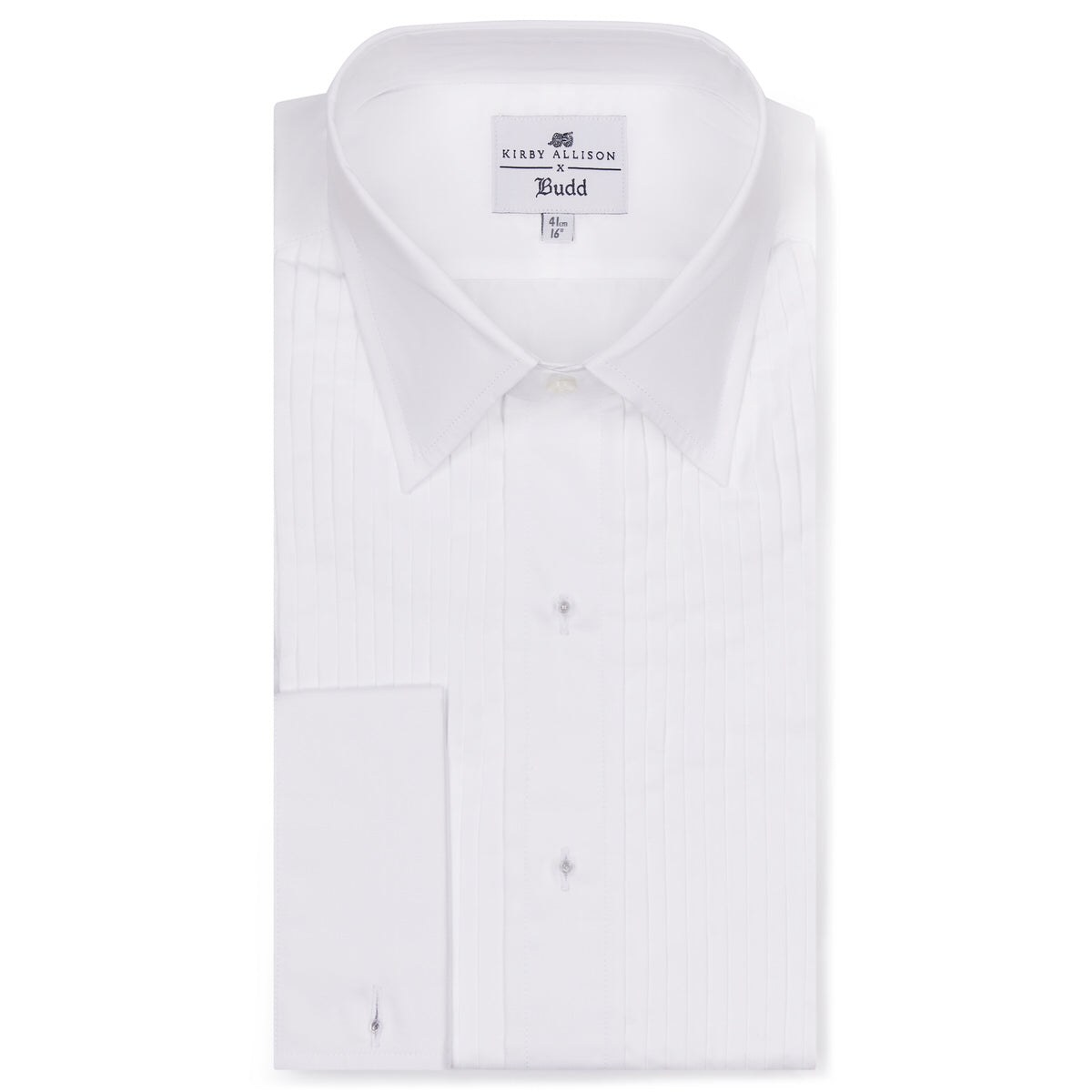 Kirby Allison x Budd Tailored Fit Hand Pleated Poplin Dress Shirt in W ...