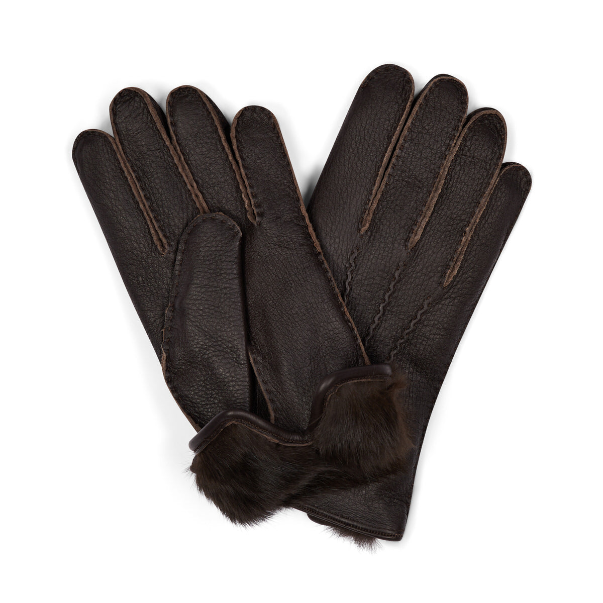 Deerskin Gloves with Rabbit Fur Lining in Dark Brown – Budd London