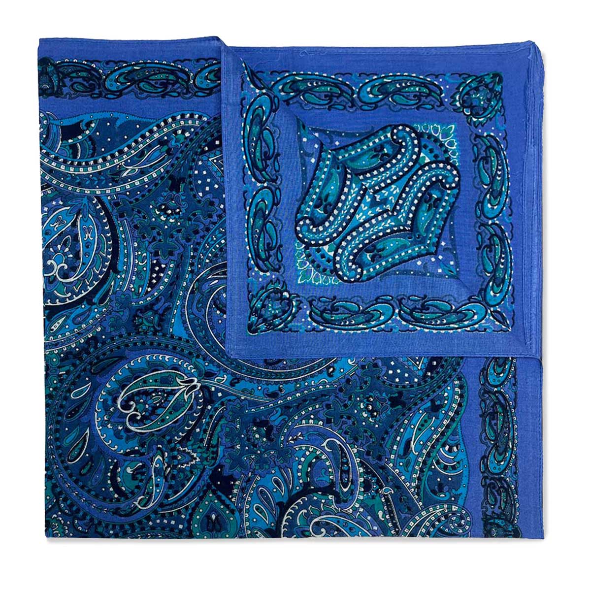 Italian Cotton Floral Paisley Handkerchief in Cornflower Blue – Budd ...