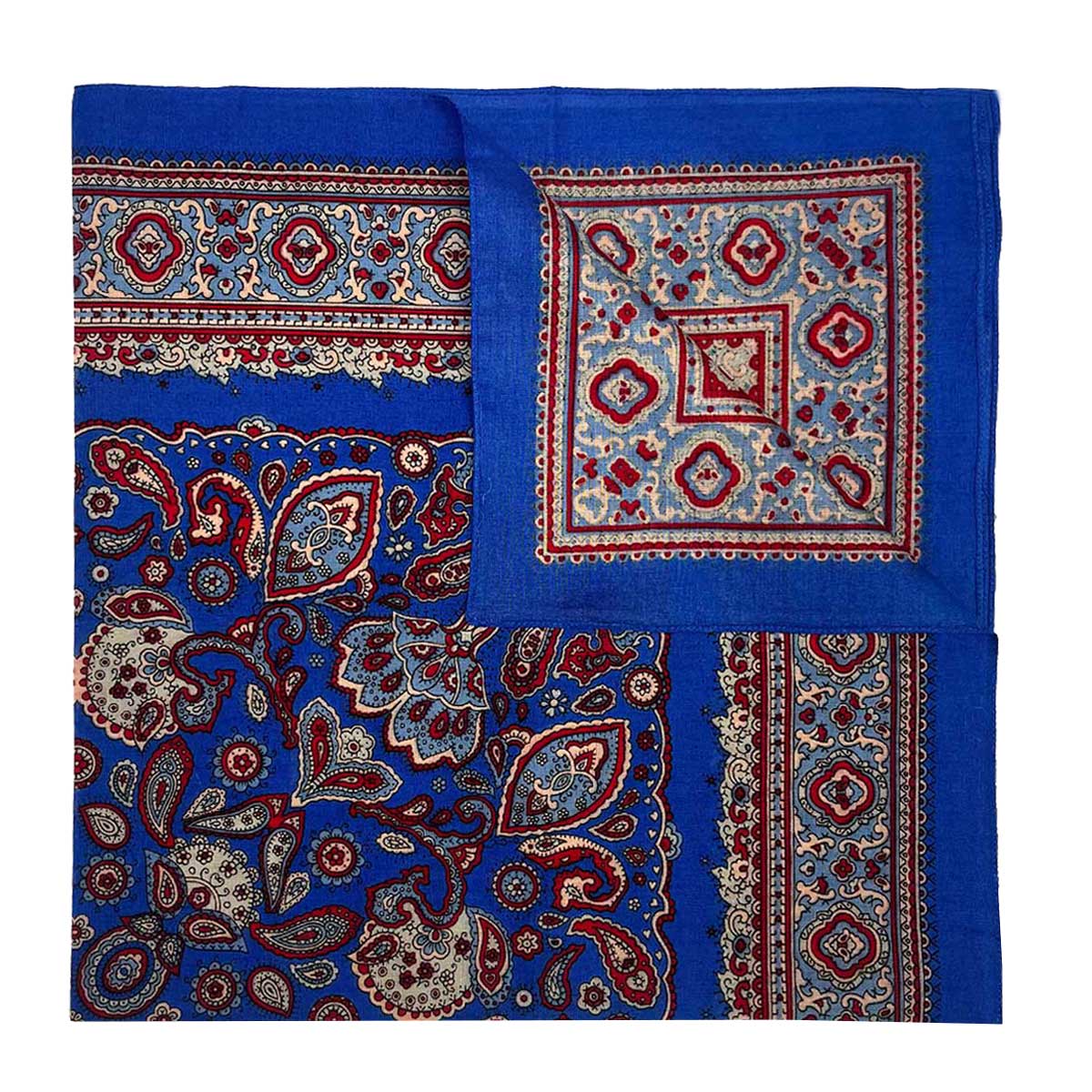 Italian Cotton Floral Paisley Handkerchief in Electric Blue – Budd ...