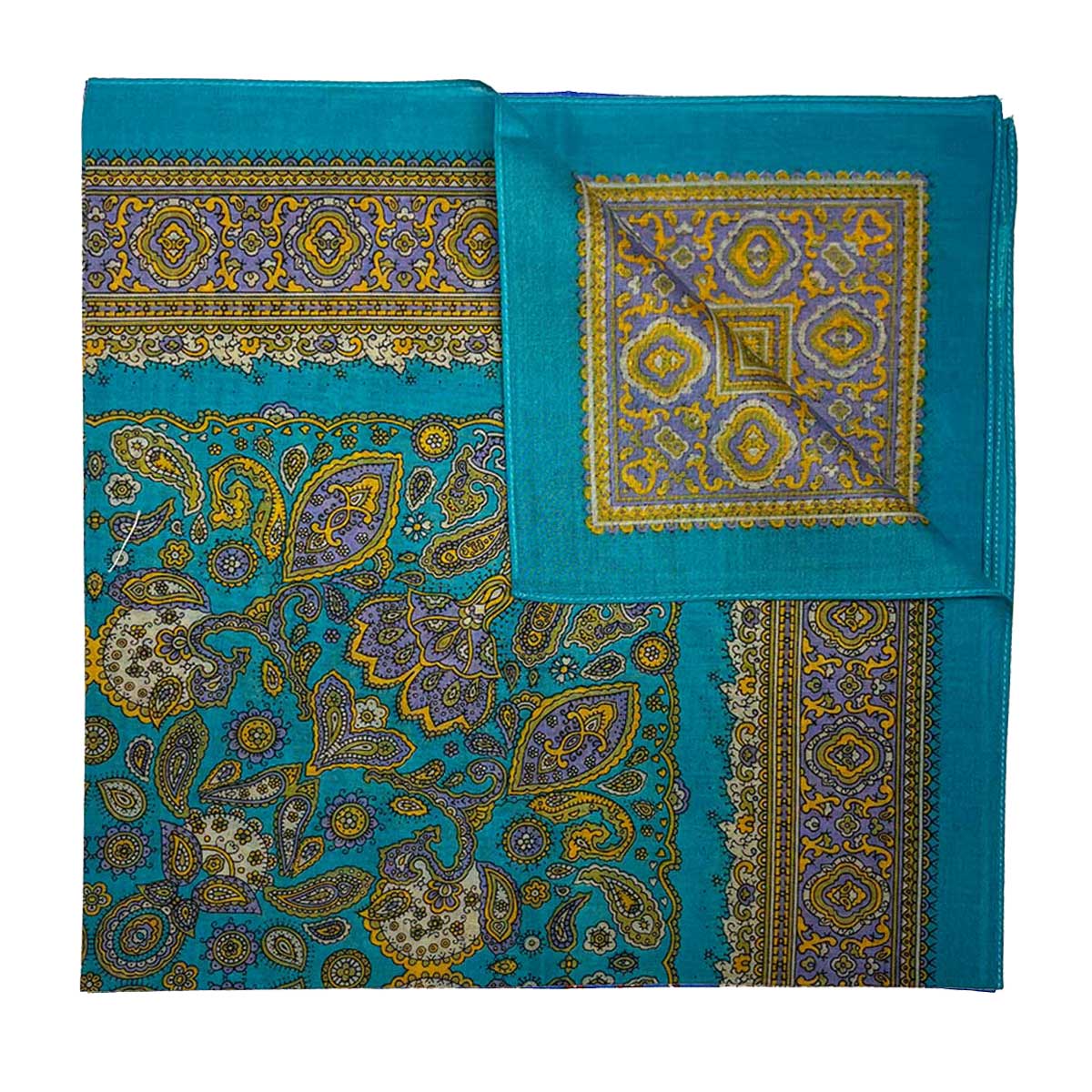Italian Cotton Floral Paisley Handkerchief in Turquoise – Budd ...