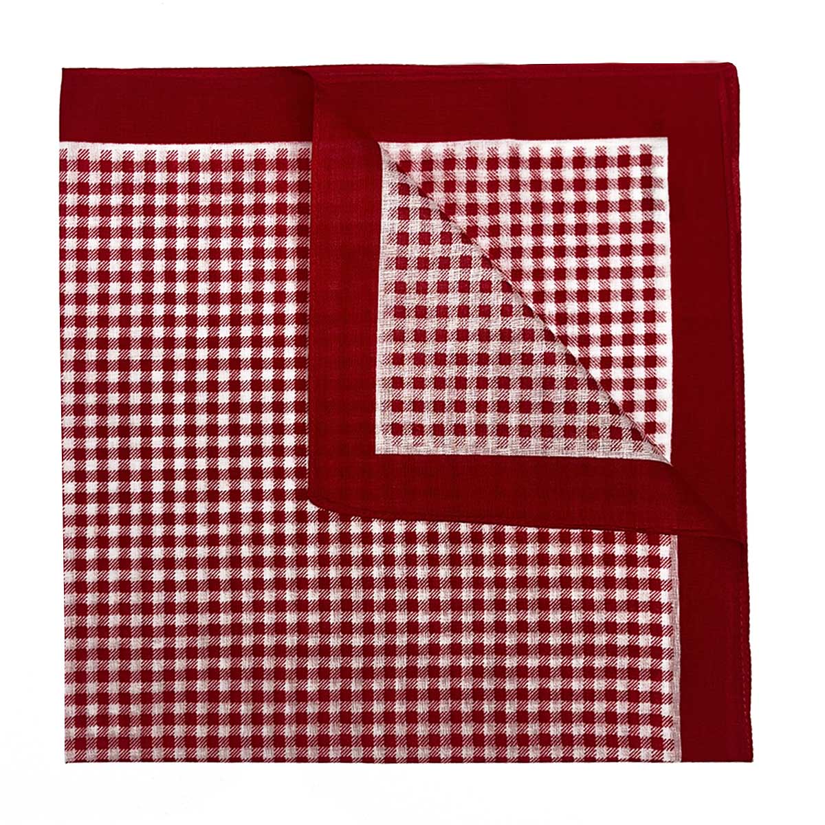 Italian Cotton Gingham Check Handkerchief in Red – Budd London