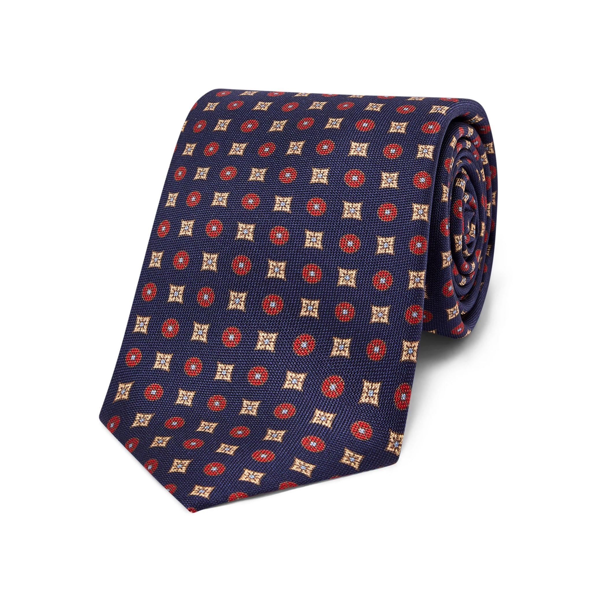 Floral Motif Panama Silk Tie in Navy – Budd Shirtmakers Ltd