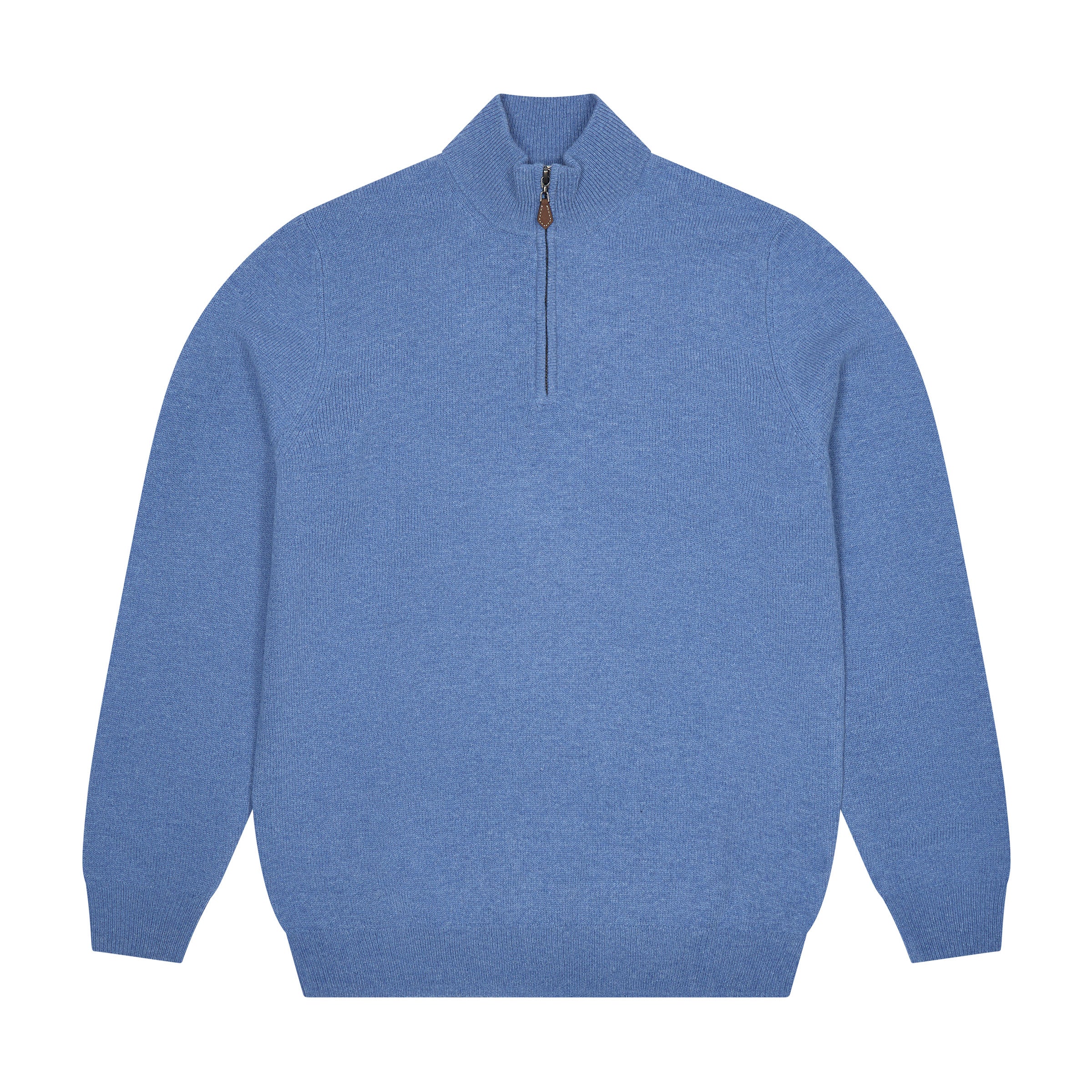 Kinloss Lambswool Quarter Zip Jumper in Heather Blue – Budd Shirtmakers Ltd