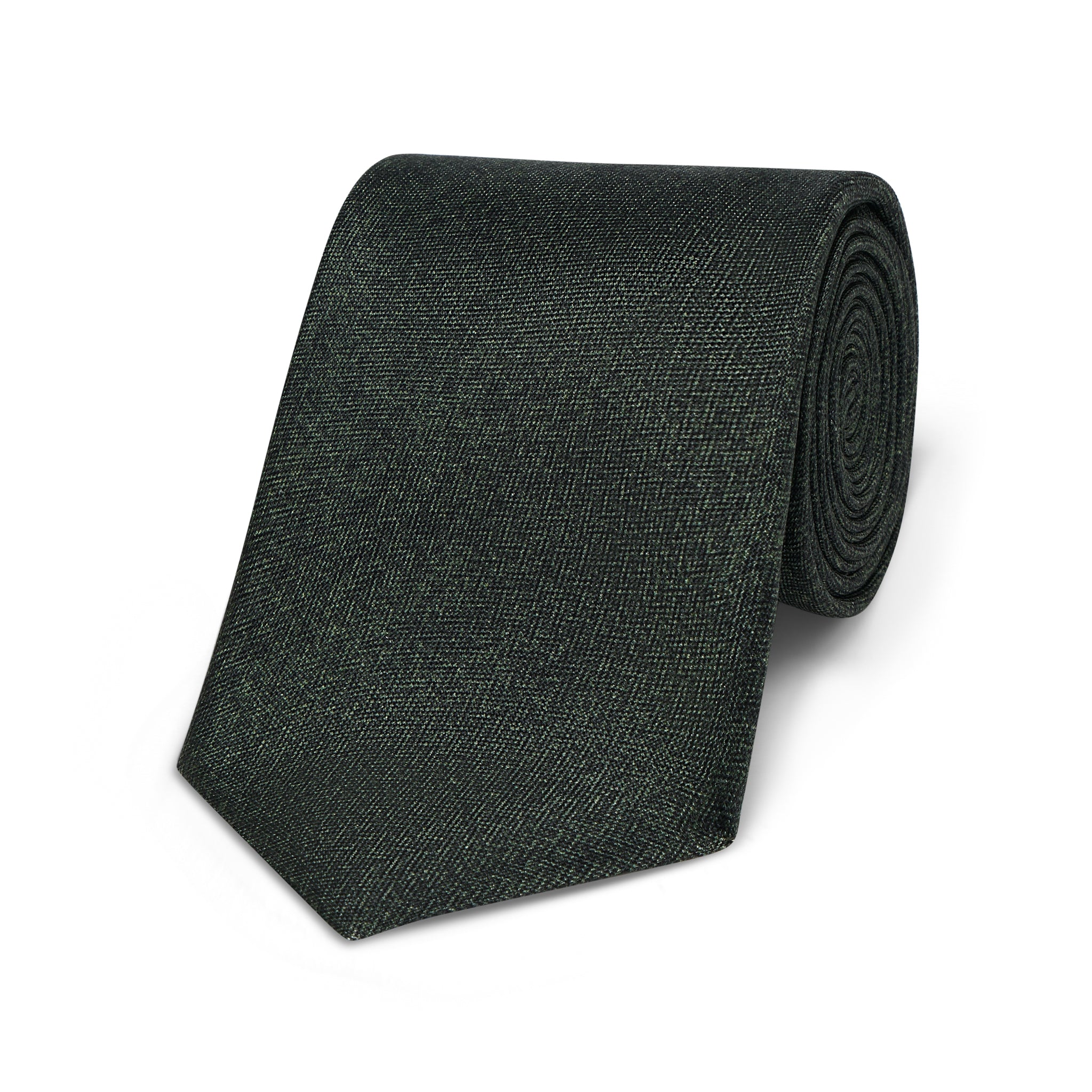 Panama Silk Herringbone Tie in Forest Green – Budd London