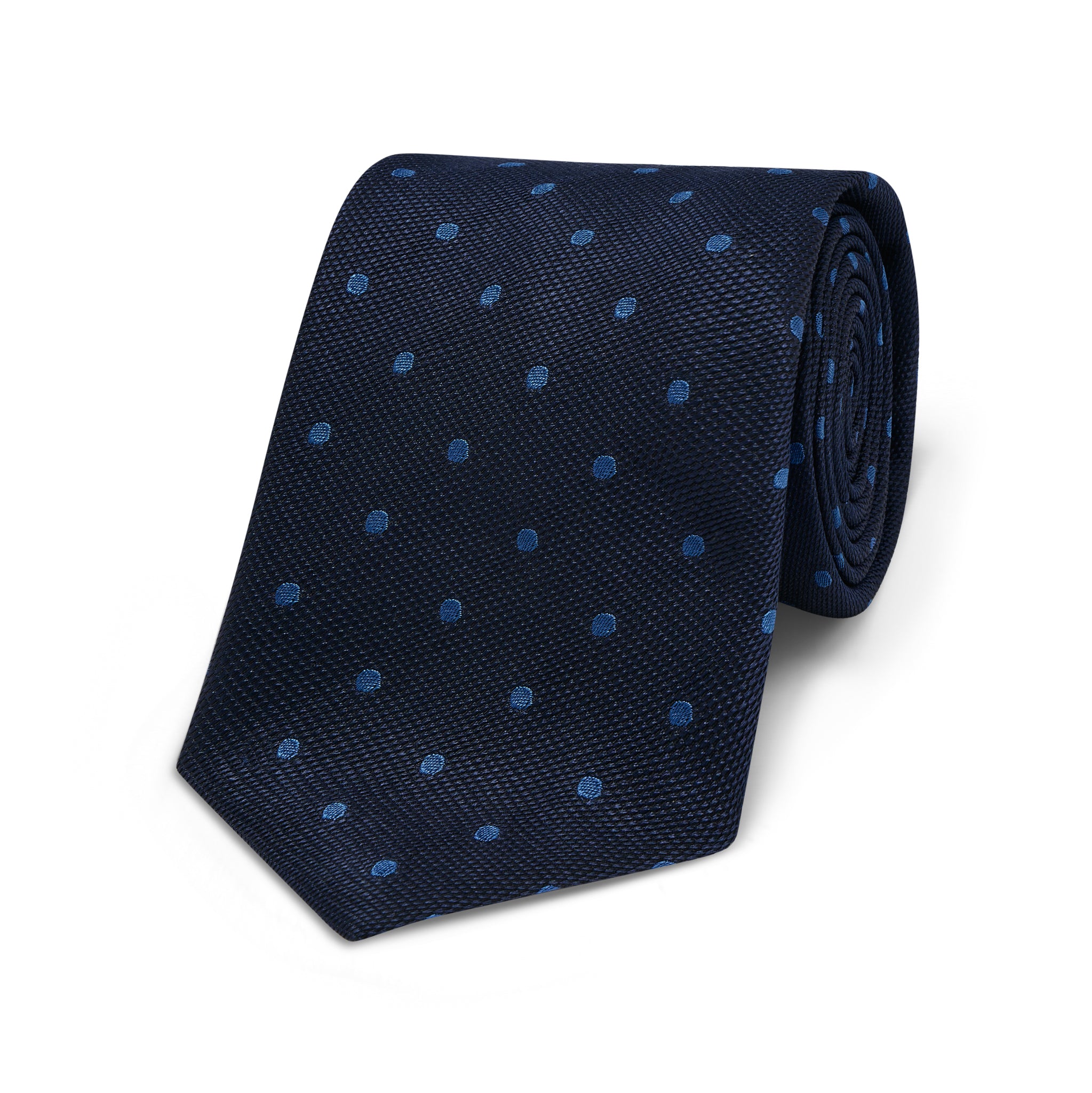 Polka Dot Woven Silk Tie in Navy – Budd Shirtmakers Ltd