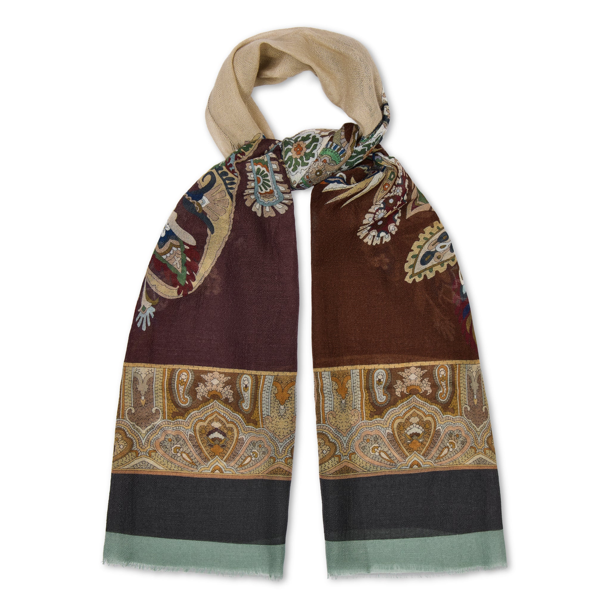 Paisley Fantasy Fine Wool Scarf in Forest Green – Budd Shirtmakers Ltd