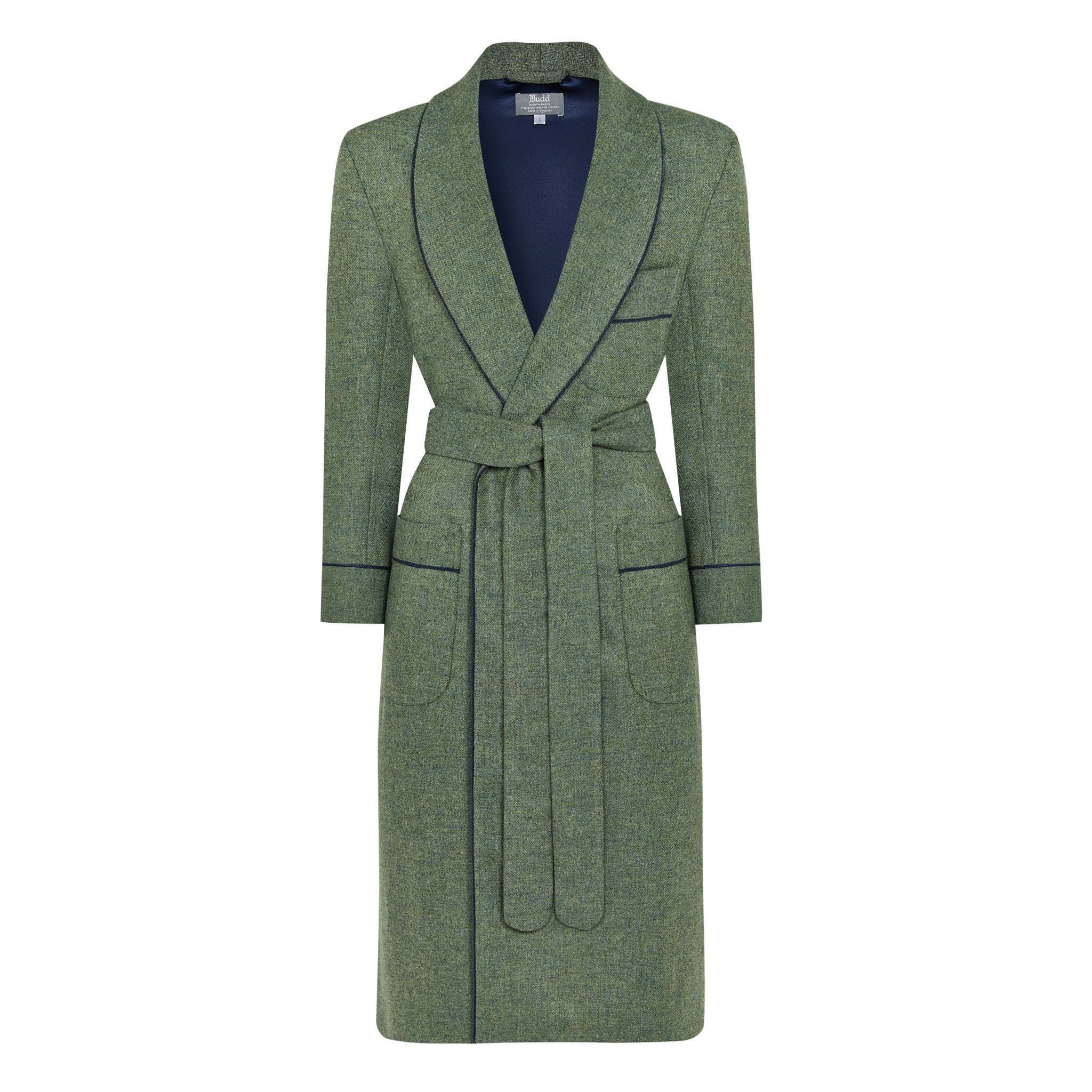 Heritage Tweed Dressing Gown in Green | Budd London – Budd Shirtmakers Ltd