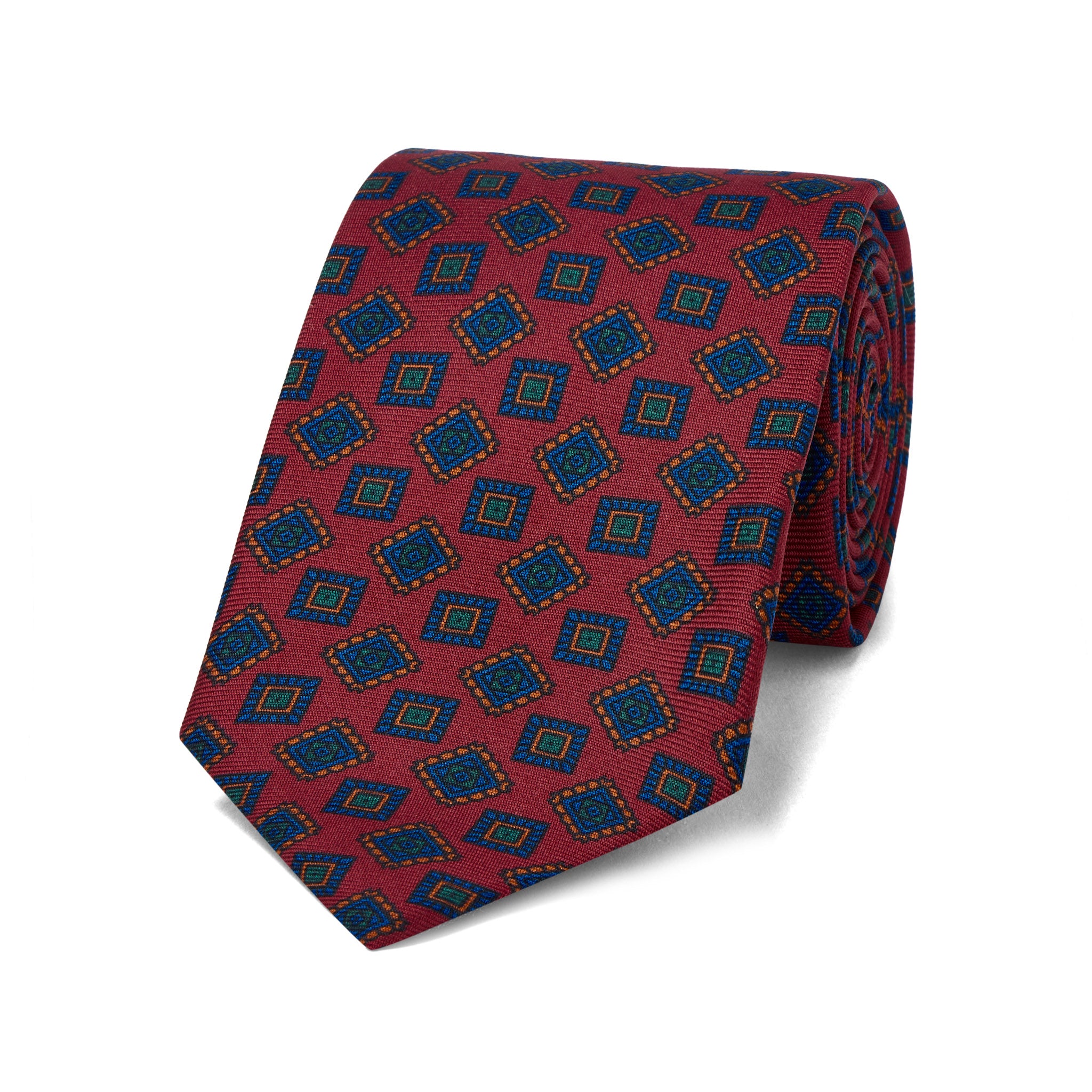 Jewel Motif Ancient Madder Silk Tie in Red – Budd London