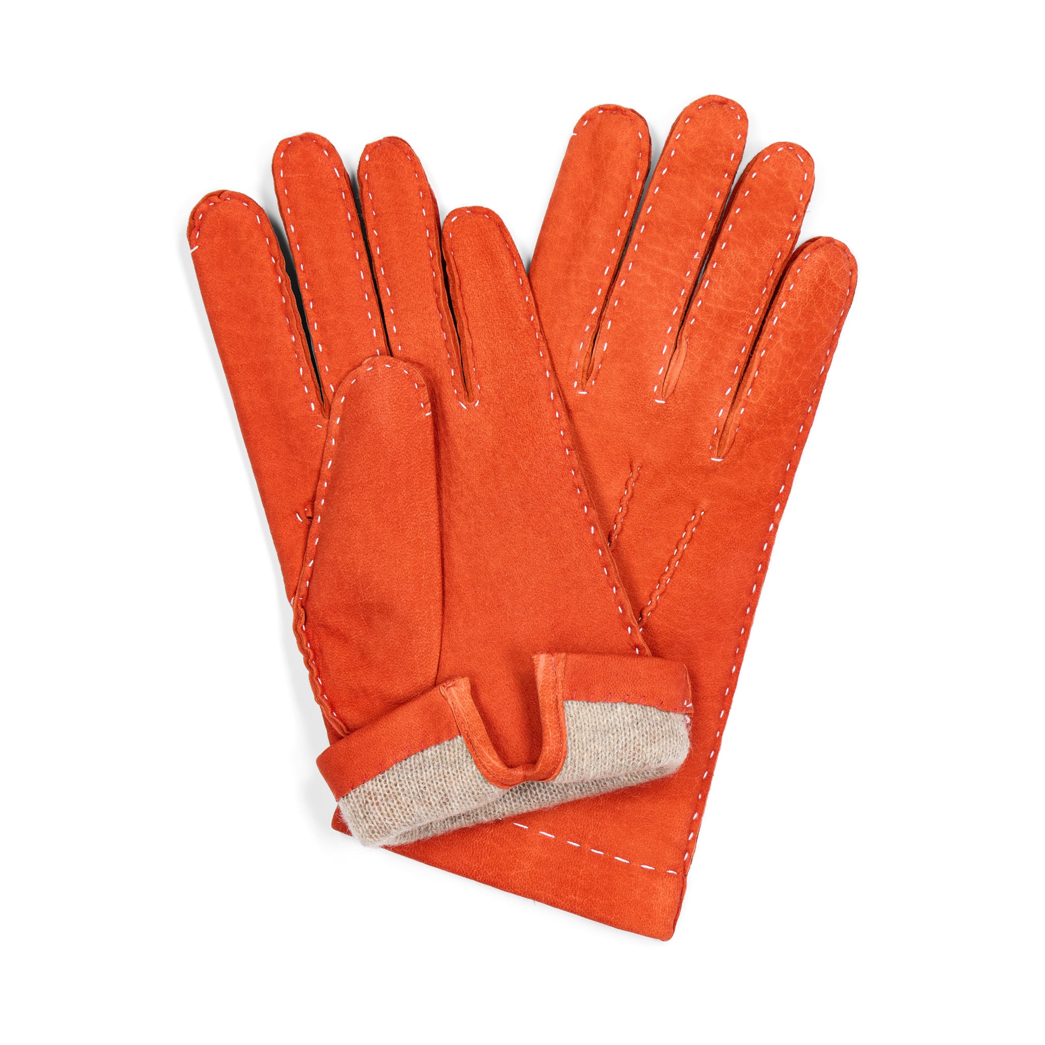 Tyrol Nubuck Leather Cashmere Lined Gloves in Classic Orange – Budd ...