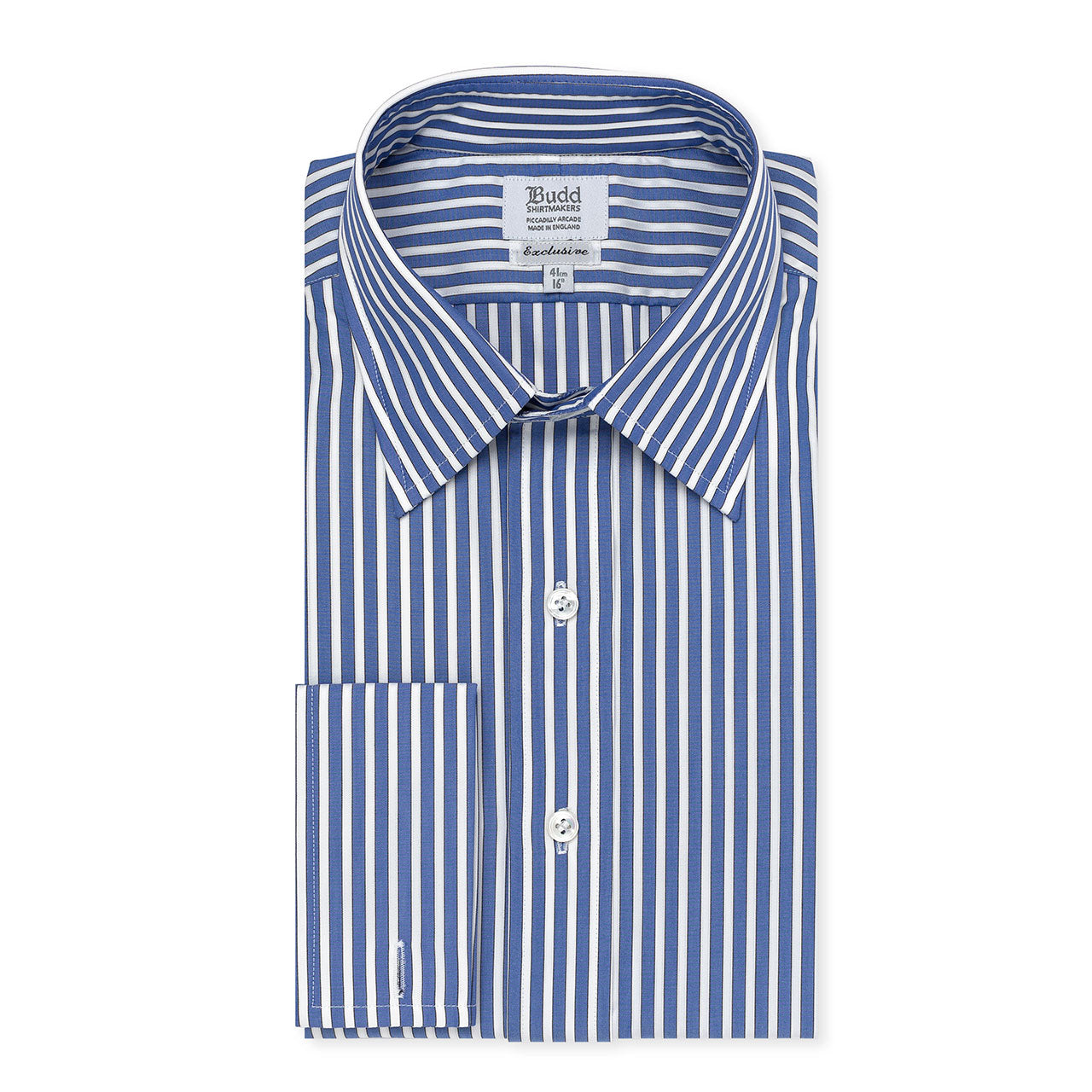 Classic Fit Budd Stripe Poplin Shirt in Edwardian Blue – Budd London