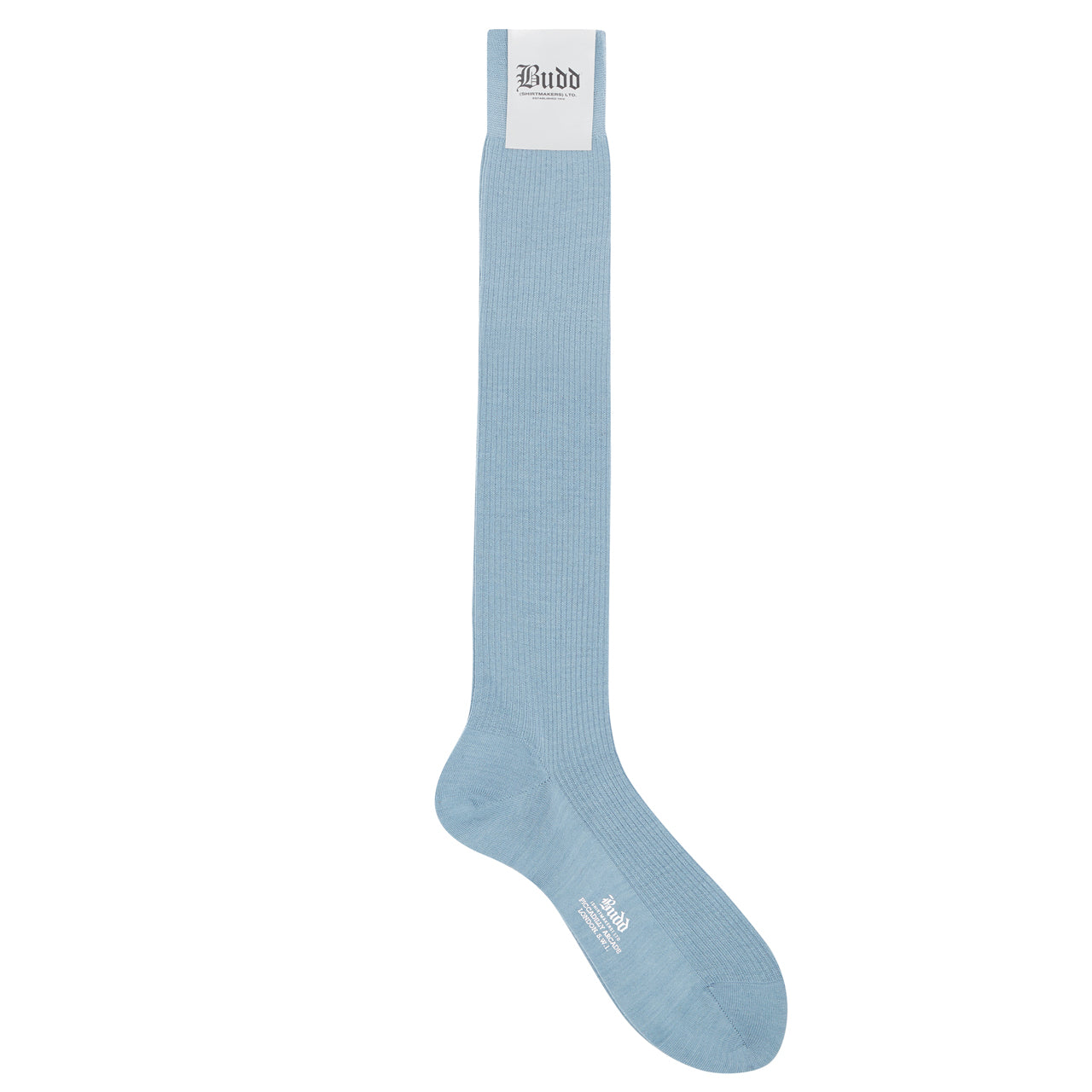 Plain Wool Long Socks in Blue Mist – Budd London