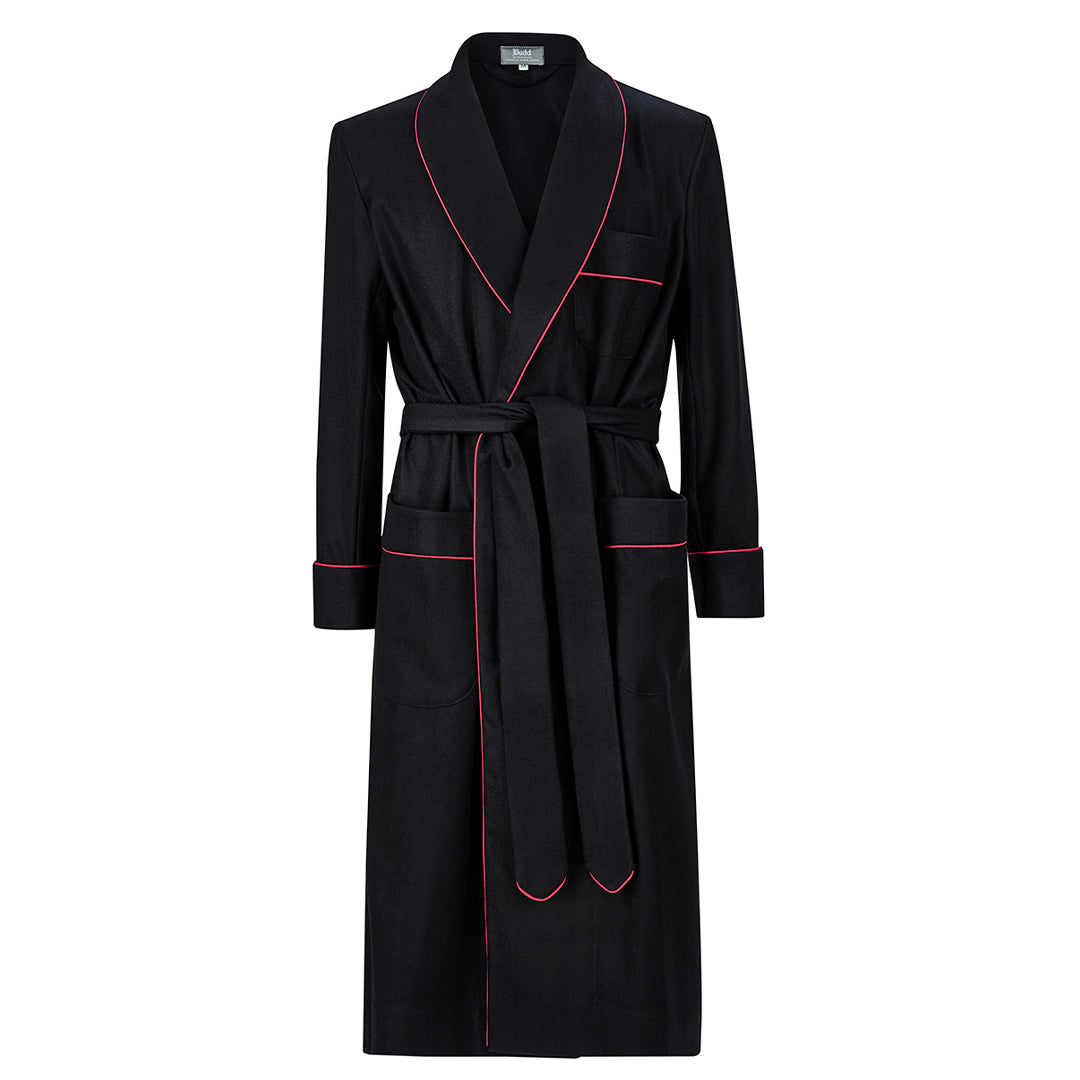 Plain Cashmere Dressing Gown in Navy – Budd London