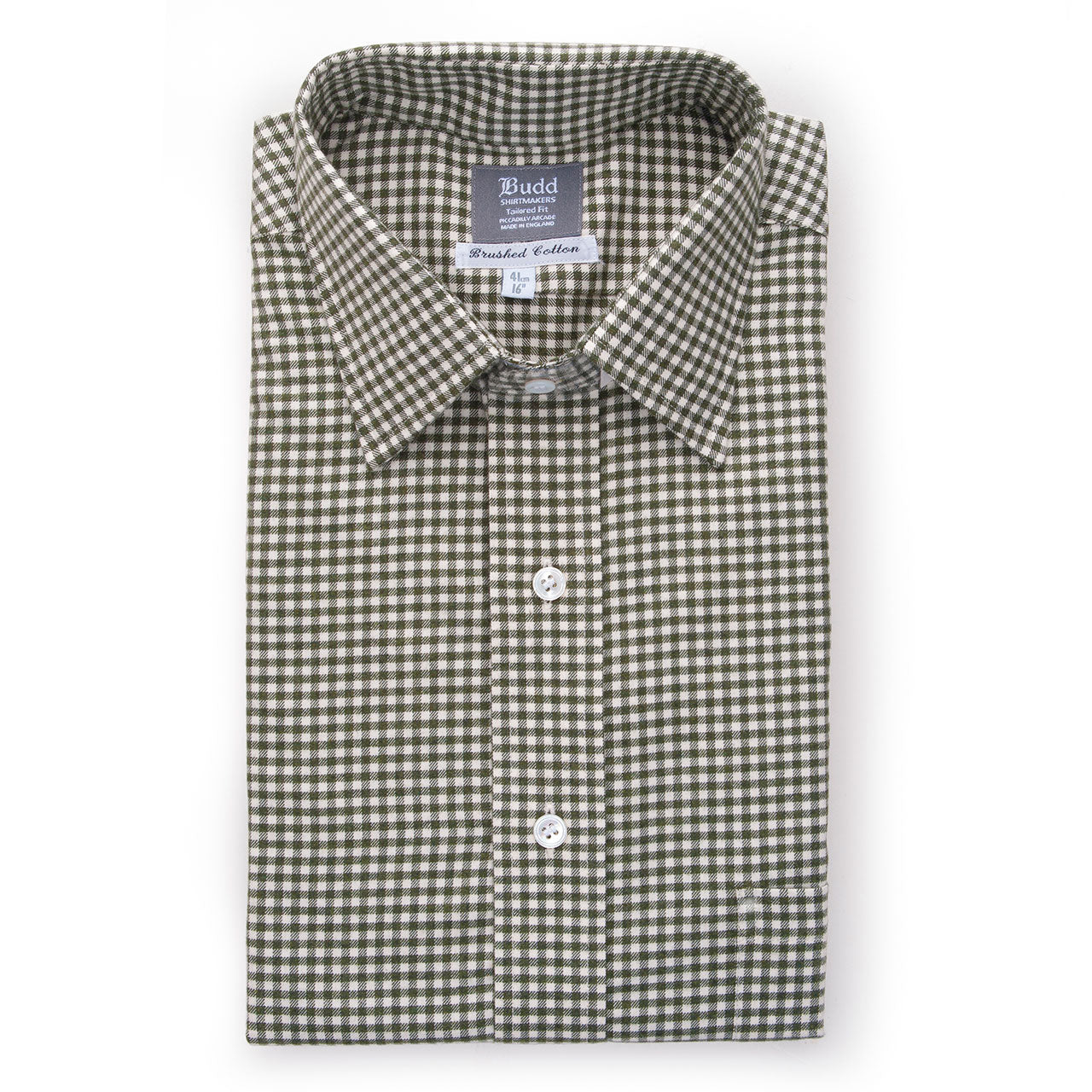 Luxury Tailored Fit Large Check Brushed Cotton Shirt in Navy and Red ...