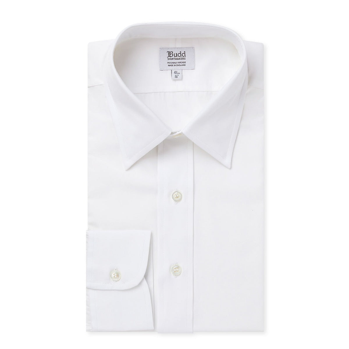 Classic Fit Poplin Button Cuff Shirt in White – Budd London