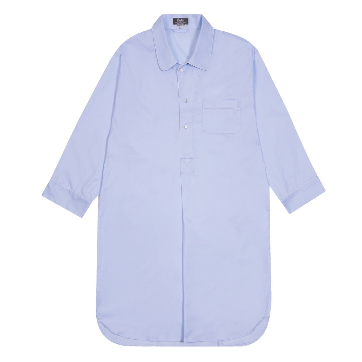Plain Fine Twill Nightshirt in Sky Blue | Budd Shirts – Budd London