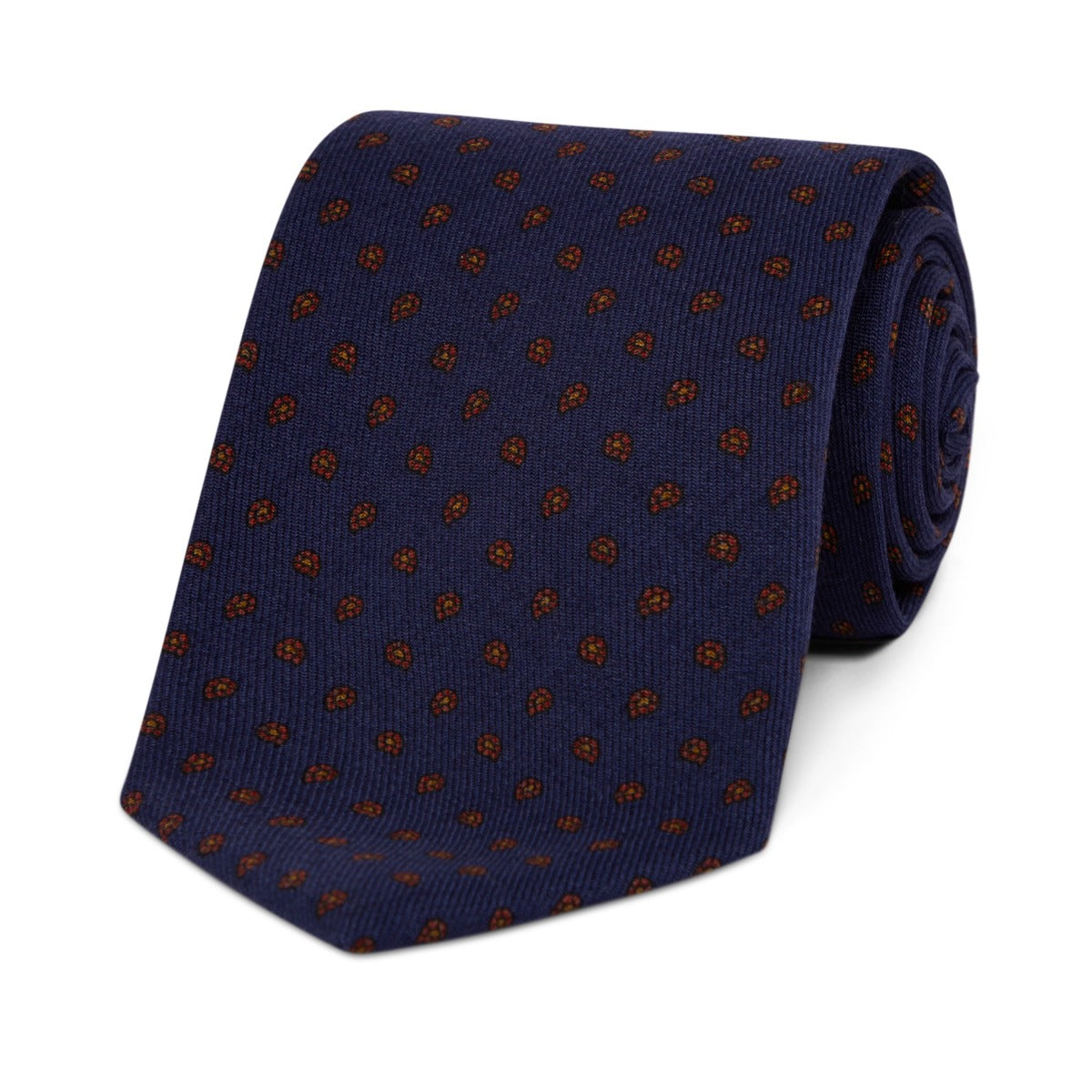 Mini Pine Motif Wool Tie in Navy | Budd Shirts – Budd London