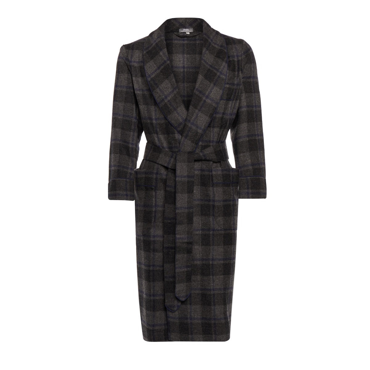 Glen Check Fox Wool Gown in Charcoal | Budd Shirts – Budd London