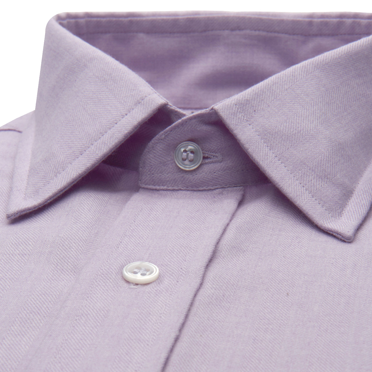 Tailored Fit Small Herringbone Cotton and Cashmere Button Cuff Shirt i ...