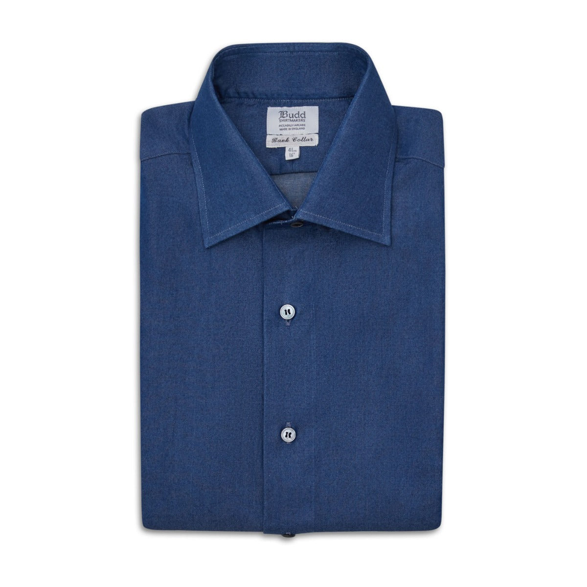 Classic Fit Plain Denim Button Cuff Shirt in Dark Blue – Budd London