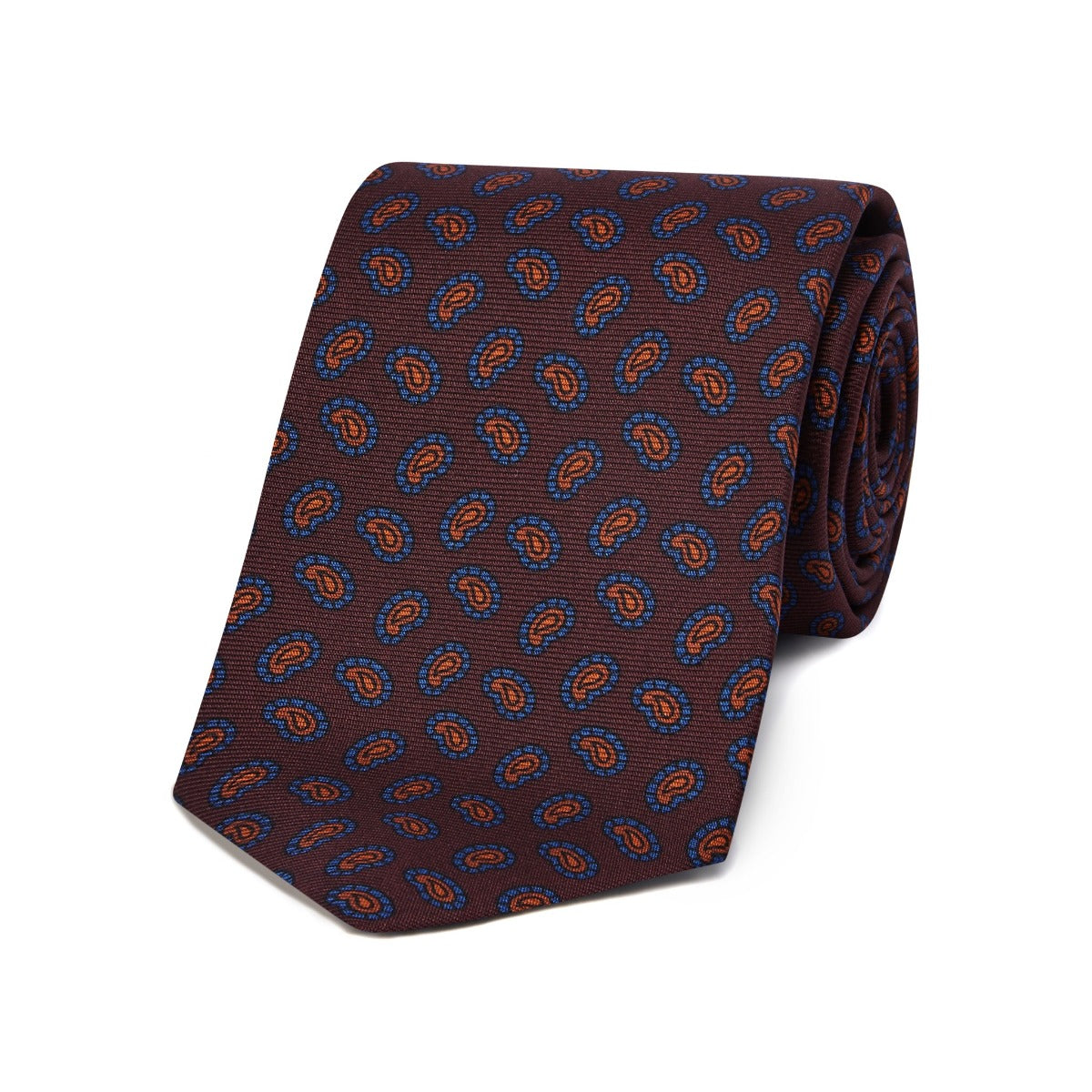 Madder Silk Medium Paisley Motif Tie in Burgundy – Budd London
