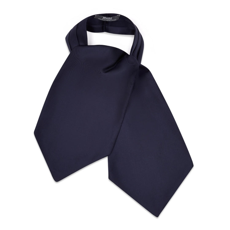 Plain Silk Cravat in Navy – Budd London