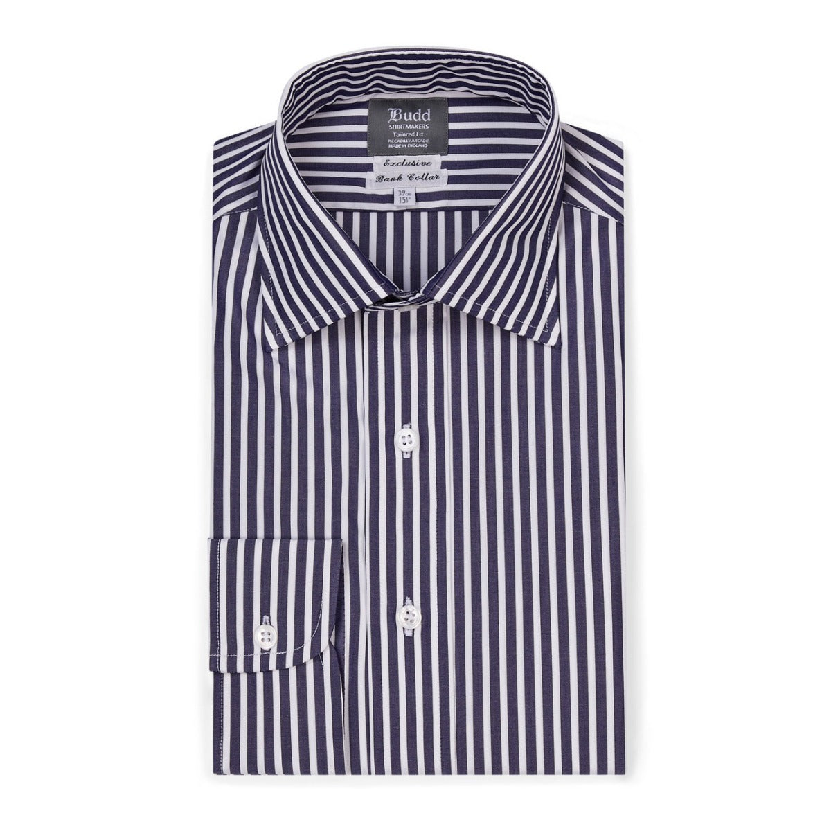 Classic Fit Budd Stripe Poplin Shirt in Navy – Budd London