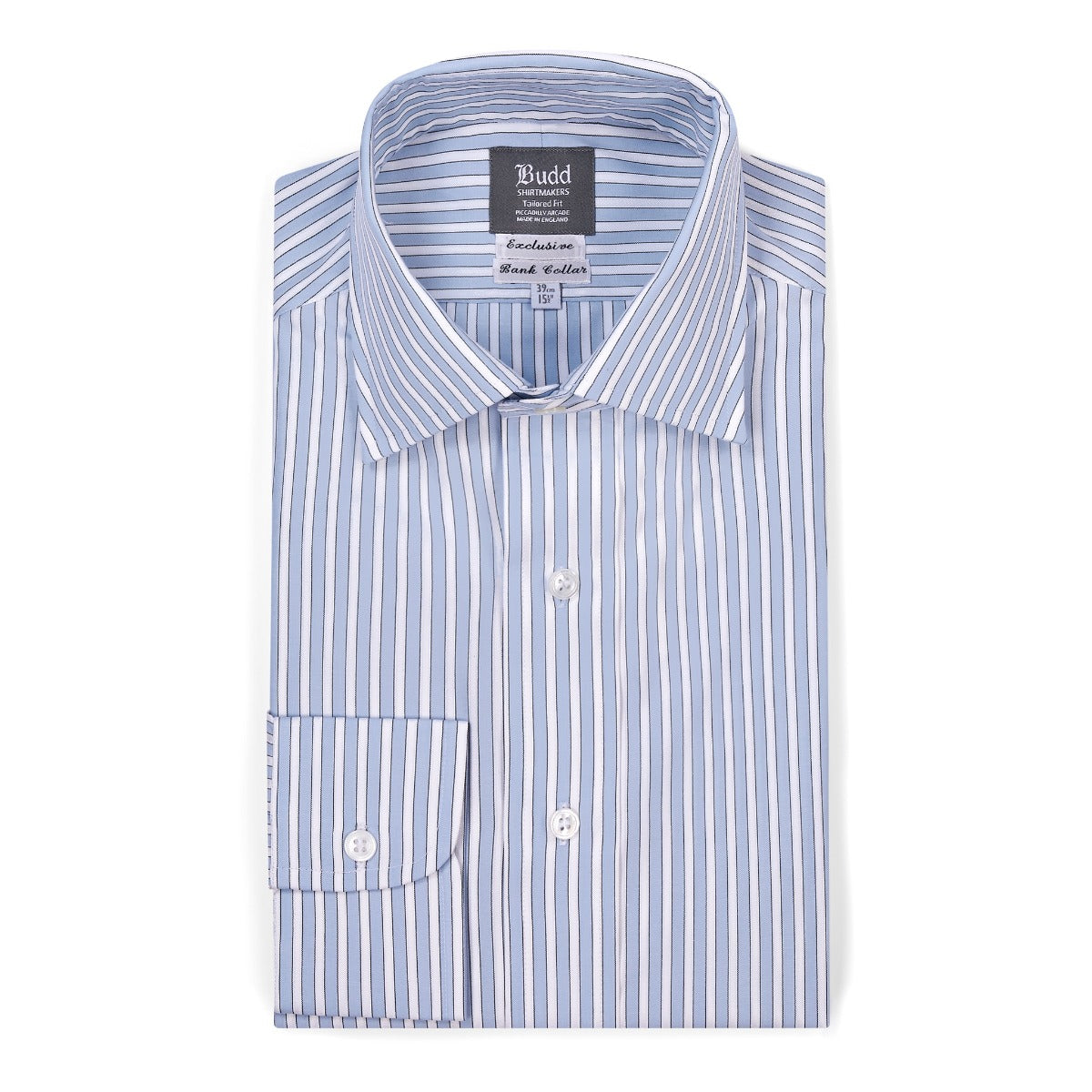 Exclusive Budd Stripe Tailored Fit Shirt in Sky Blue – Budd London